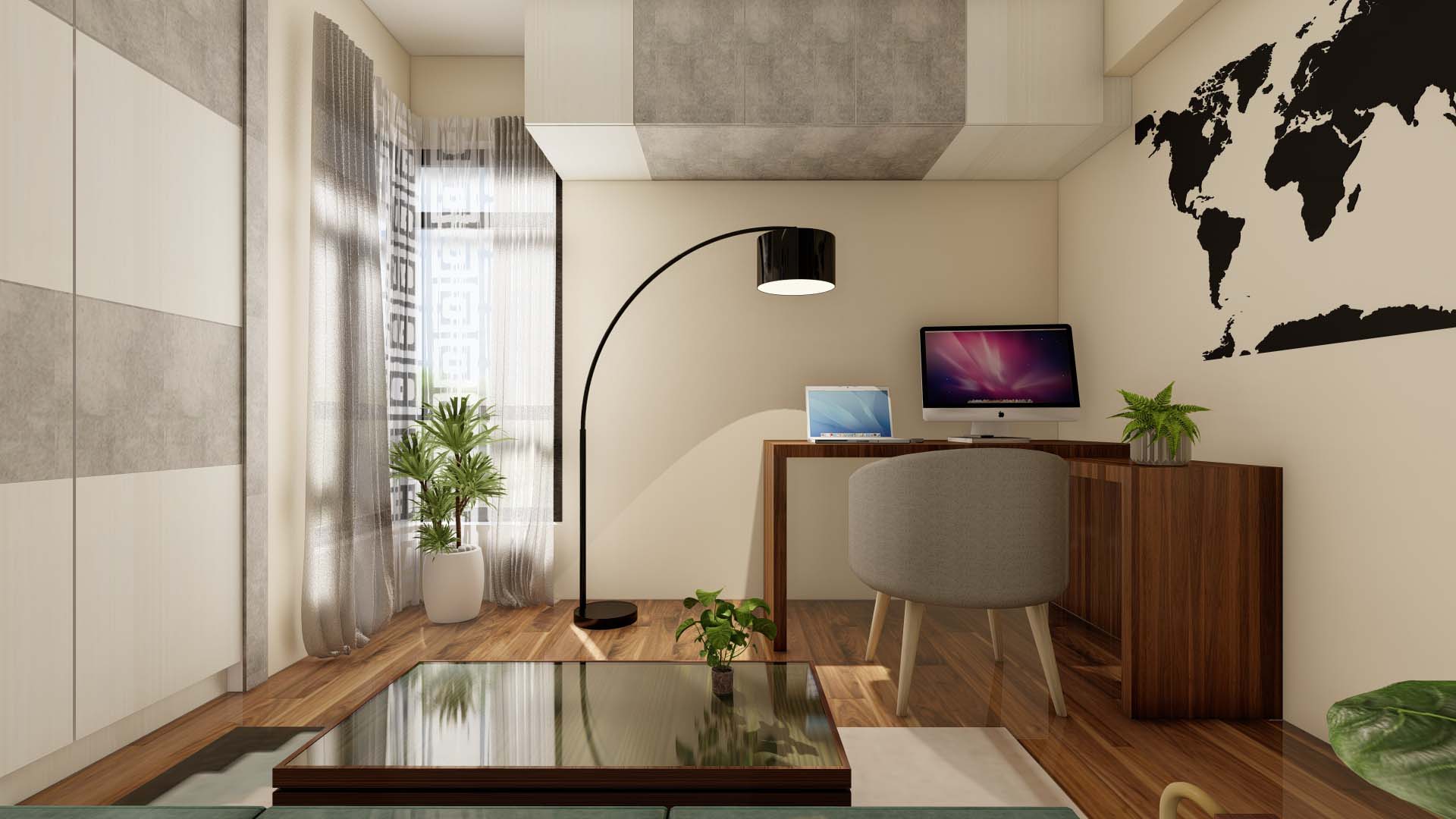 Modern Study Room Design with Overhead Storage - Artifex Interio