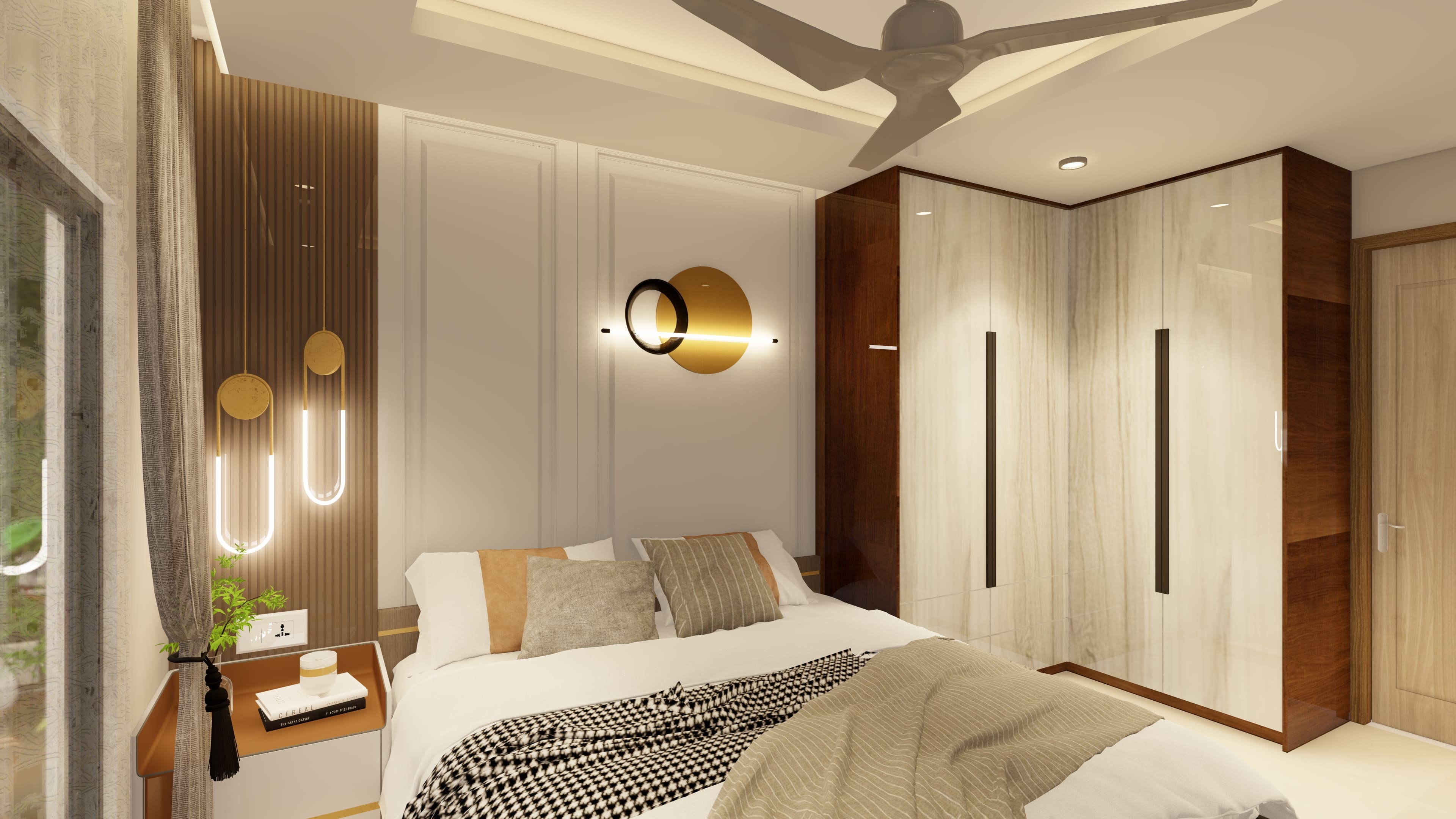 Master Bedroom Design Modern Tv Unit Cum Dressing Unit - Artifex Interio