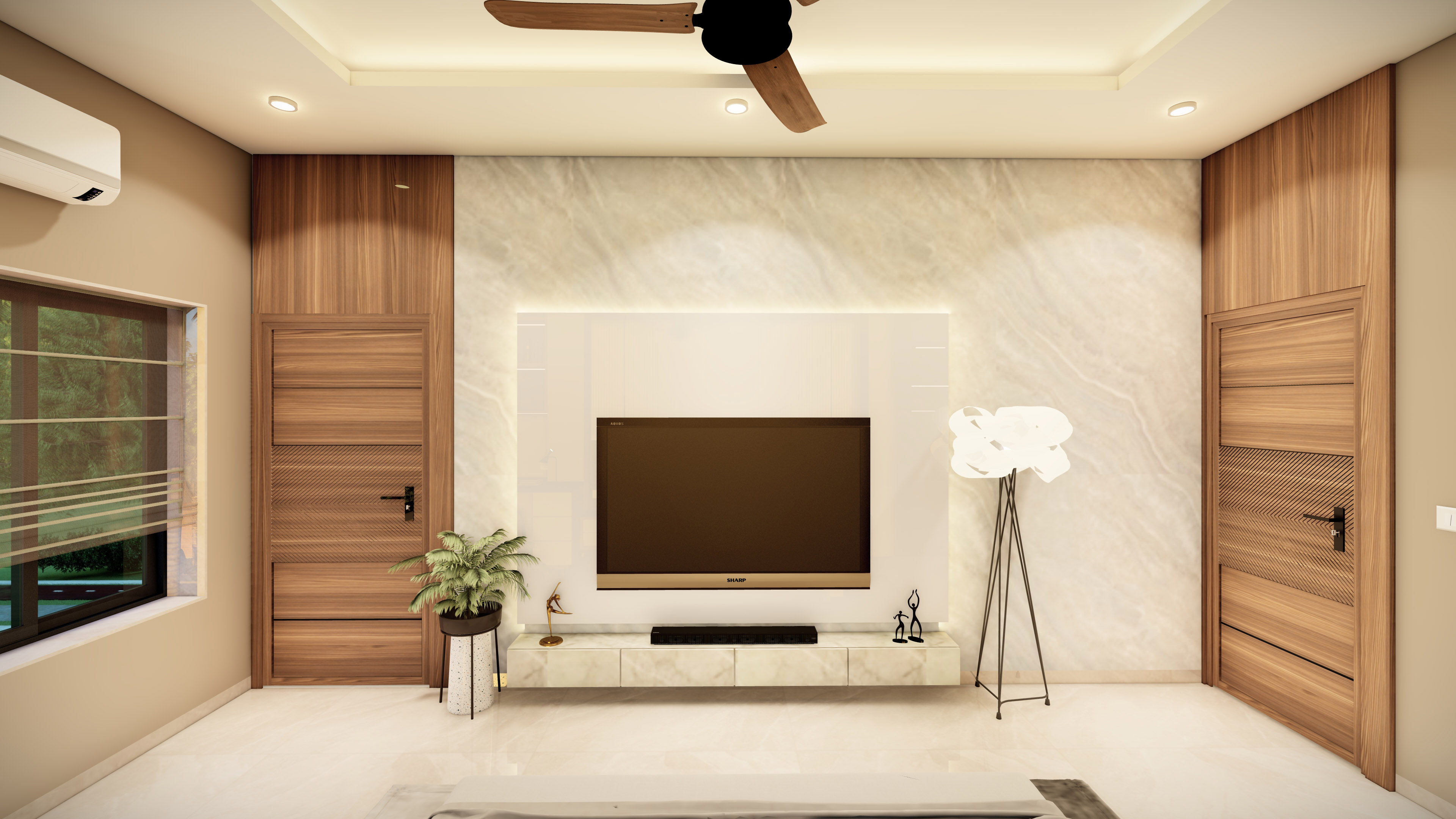 Modern tv Console Unit Design with Minimal Elements - Artifex Interio