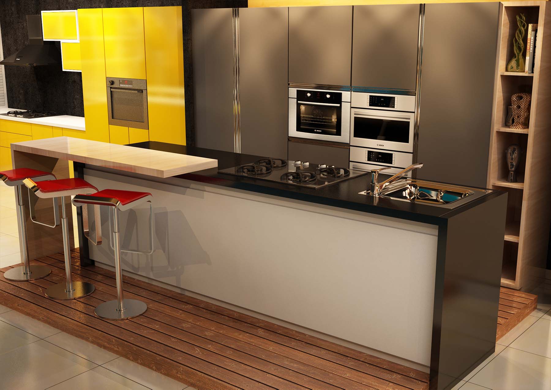 Island Counter Design For Industrial Kitchen - Artifex Interio